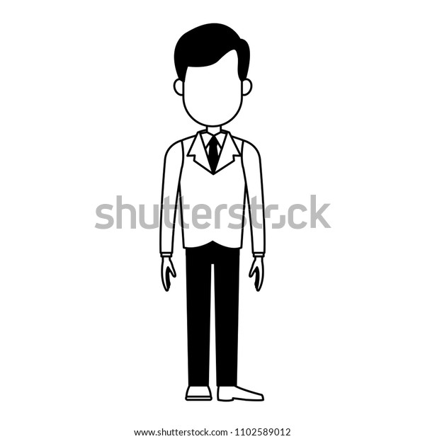 Executive Businessman Faceless Cartoon Black White Stock Vector ...