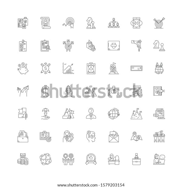 Executive Management Linear Icons Signs Symbols Stock Vector (Royalty ...
