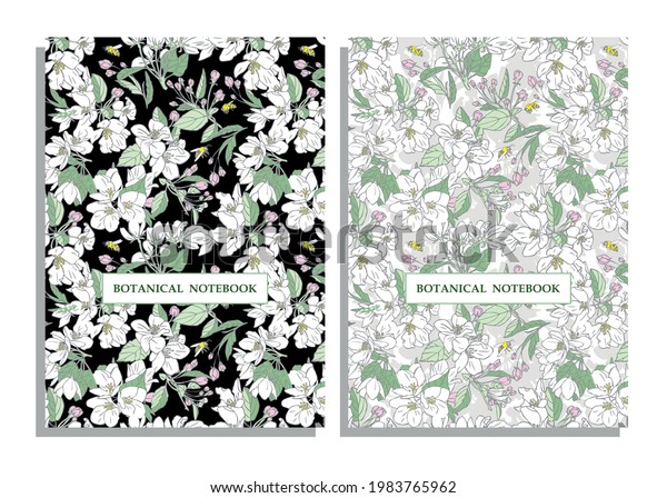 Exercise Book Cover Design Botanical Notebook Stock Vector (Royalty ...