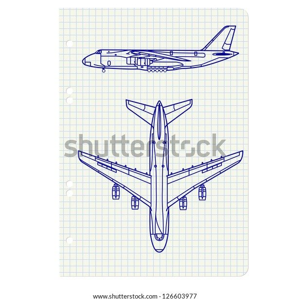 Exercise Book Drawing Model Airplane Vector Stock Vector (Royalty Free ...