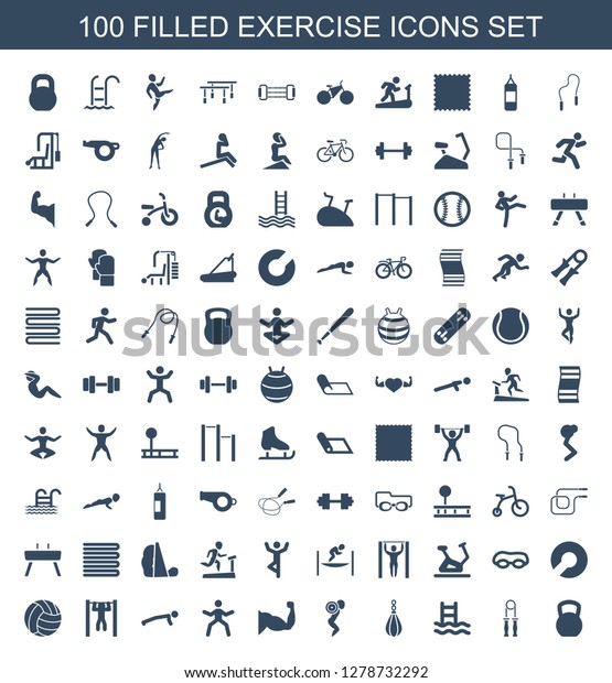 Exercise Icons Trendy 100 Exercise Icons Stock Vector (Royalty Free ...