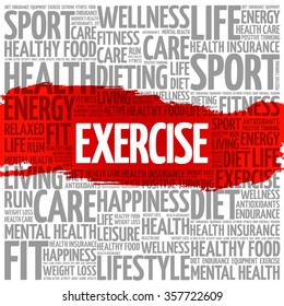 Exercise Word Cloud Background Health Concept Stock Vector (Royalty ...