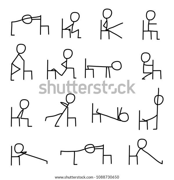 Exercises Body Workout Chair Stick Figure Stock Vector (Royalty Free ...