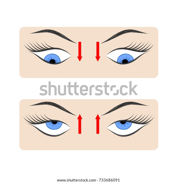 Exercises Eyes Down Motions Vector Illustration: เวกเตอร์สต็อก (ปลอดค่า ...