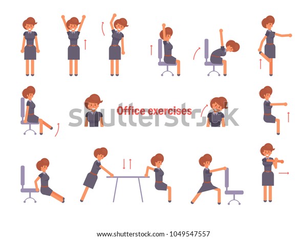 Exercises for the office. Vector. Cartoon. Isolated art on white ...