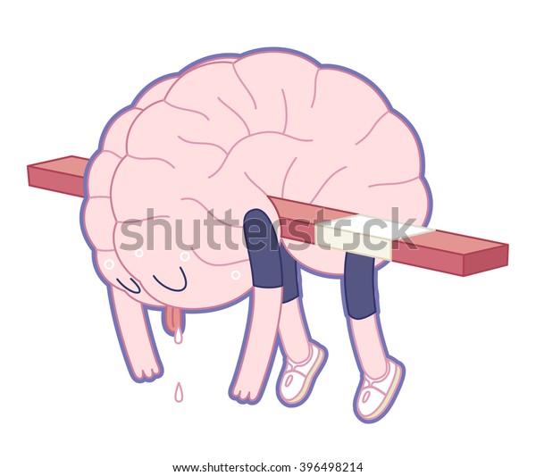 Vector de stock (libre de regalías) sobre El cerebro exhausto colgando ...