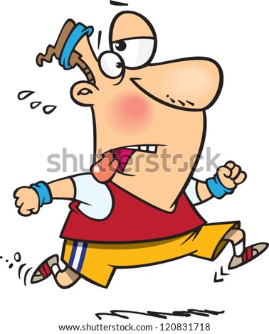 Exhausted Cartoon Man Running Exercise Stock-Vektorgrafik (Lizenzfrei ...