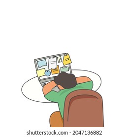Exhausted Male Programmer Sitting Head Down Stock Vector (Royalty Free ...