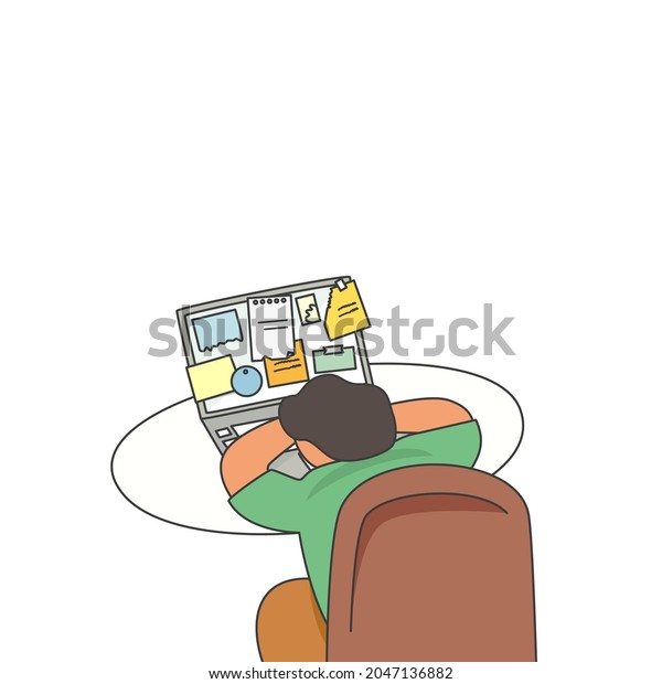 Exhausted Male Programmer Sitting Head Down Stock Vector (Royalty Free ...