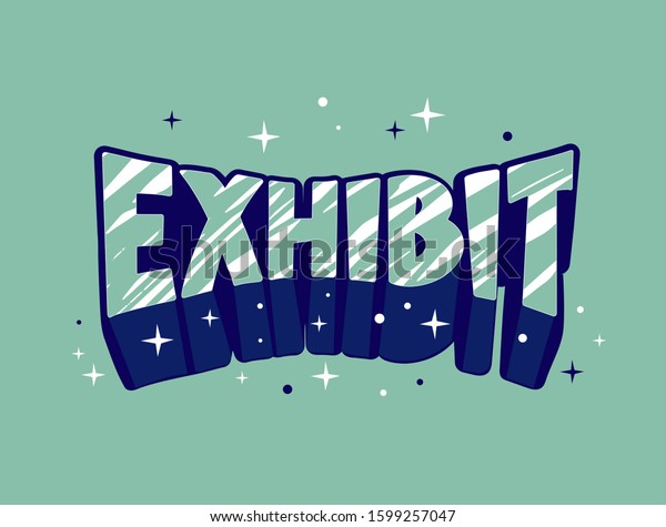 Exhibit Logo Retro Hand Drawn Vector: vector de stock (libre de ...