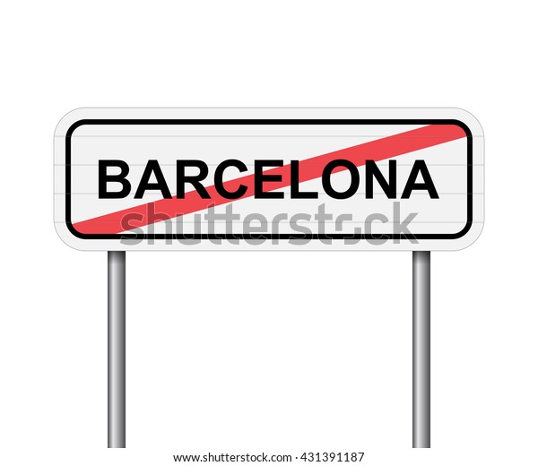 Exit Barcelona Spain Road Sign Vector Stok Vektör (Telifsiz) 431391187