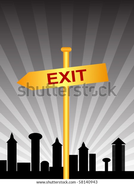 Exit Sign City Stock Vector (Royalty Free) 58140943 | Shutterstock