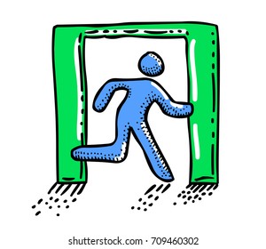 Exit Sign Hand Drawn Image Original Stock Vector (Royalty Free ...