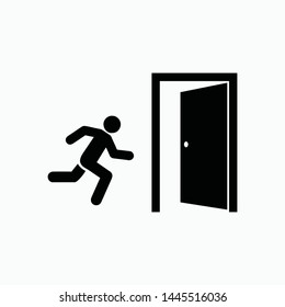 Stick Man Figure Enters Open Door Stock Vector (Royalty Free) 489497887 ...