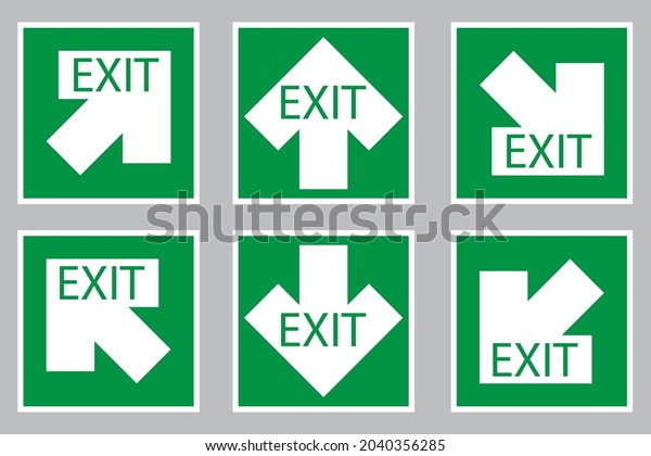 Exit Sign White Arrow Down Diagonal Stock Vector (Royalty Free ...