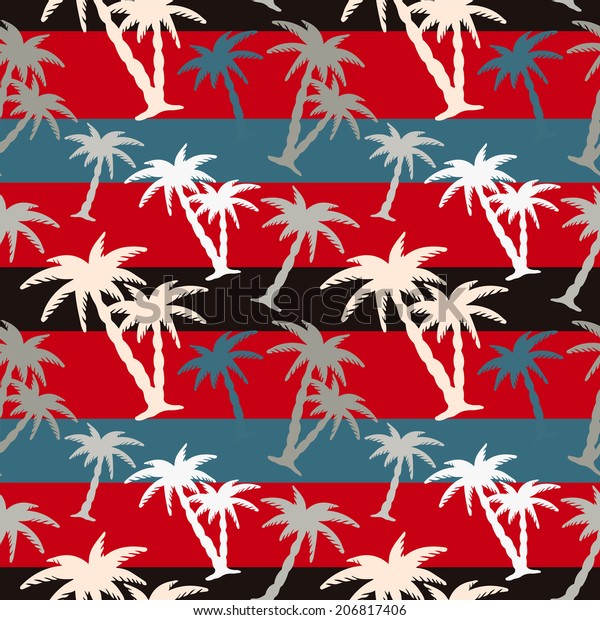 Exotic Caribbean Seamless Pattern Silhouettes Tropical Stock Vector ...