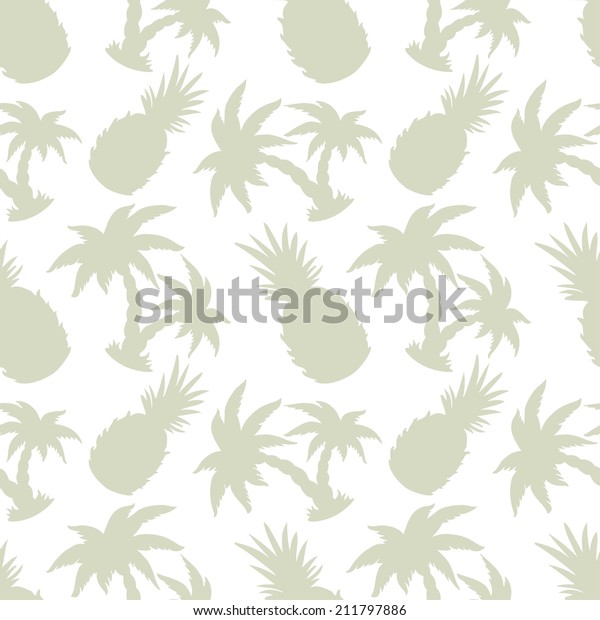 Exotic Caribbean Seamless Pattern Silhouettes Tropical Stock Vector ...