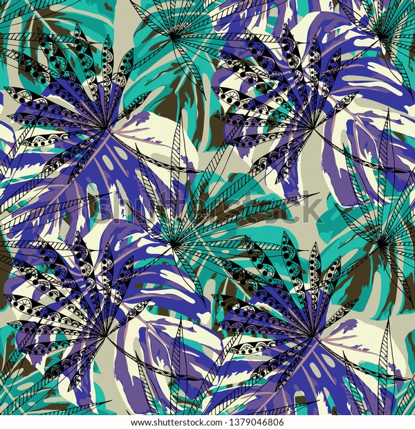 Exotic Plants Seamless Pattern Australian Rainforest Stock Vector ...