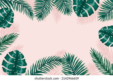 Exotic Tropical Border Frame Template Turquoise Stock Vector (Royalty ...