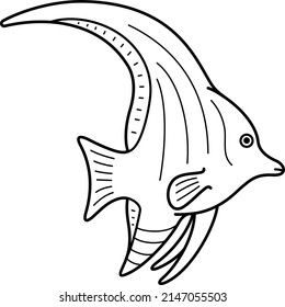 Exotic Tropical Fish Vector Outline Illustration Stock Vector (Royalty ...
