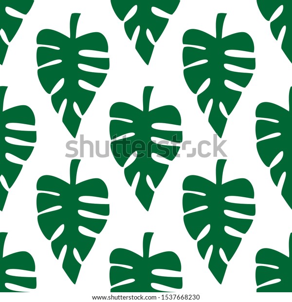 Exotic Tropical Vector Seamless Pattern Leaves Stock Vector Royalty