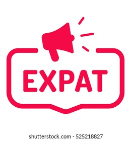 Expat Badge Megaphone Icon Flat Vector Stock Vector (Royalty Free ...