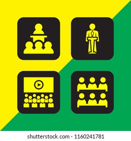Explaining Icon 4 Explaining Set Speaker: vector de stock (libre de ...