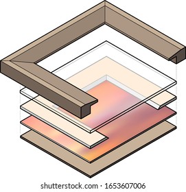 Exploded Diagram Showing Components Picture Frame: เวกเตอร์สต็อก (ปลอด ...