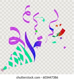 Exploding Colorful Confetti Popper On Transparent Stock Vector (Royalty ...