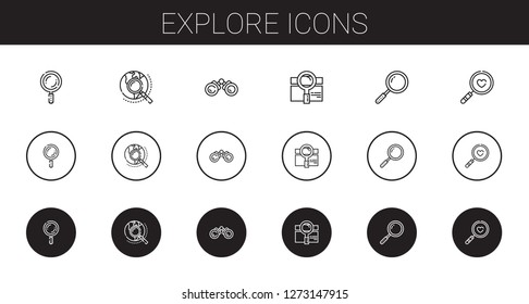 Explore Icons Set Collection Explore Search Stock Vector (Royalty Free ...