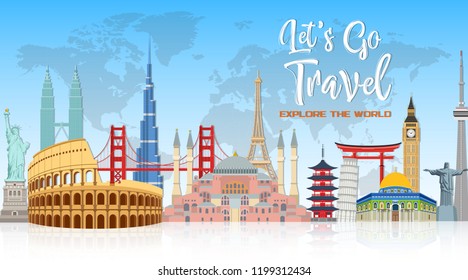 Explore World Famous Architectural Landmarks Stock Vector (Royalty Free ...