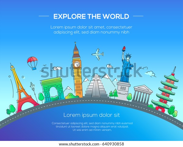Explore World Travel Illustration Vector Flat Stock Vector (Royalty ...