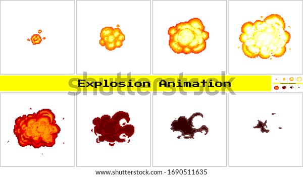 Explosion Animation Pixel Art Illustration Stock Vector (Royalty Free ...