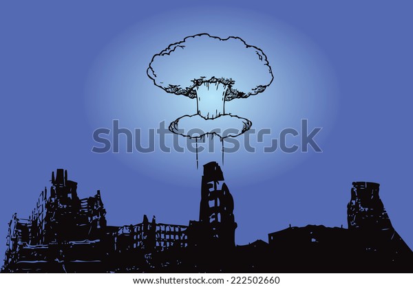 Explosion Atomic Bomb Over City Vector Stock Vector (Royalty Free ...