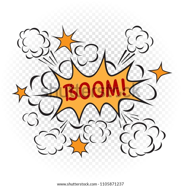 Explosion Boom Cartoon Illustration On Transparent Stock Vector ...