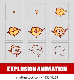 Explosion Cartoon Explosion Animation Frames Game Stock Vector (Royalty ...