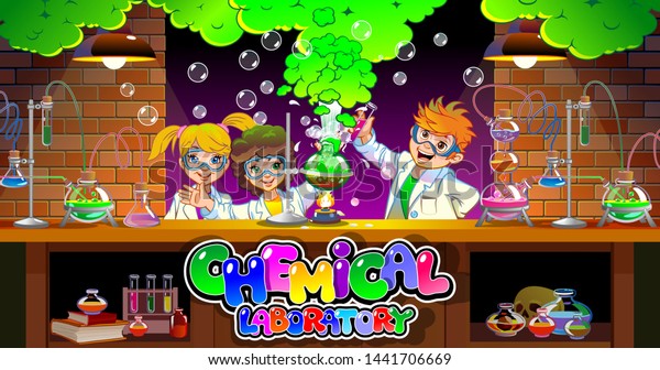 Explosion Laboratory Pupils Chemistry Class School Stock Vector ...