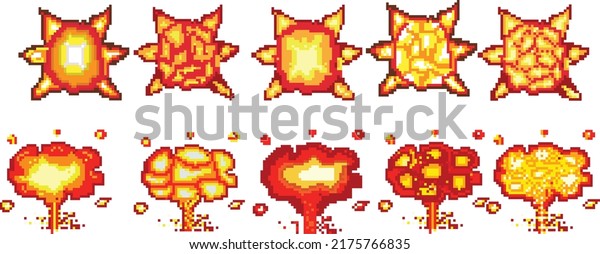 비디오 게임 폭발 애니메이션 픽셀 아트 스톡 벡터(로열티 프리) 2175766835 | Shutterstock