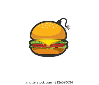 Explosive Burger Boom Logo Template Stock Vector (Royalty Free ...