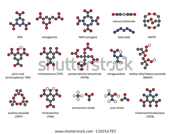 Explosive Compounds 2d Chemical Structures Set Stock Vector (Royalty ...