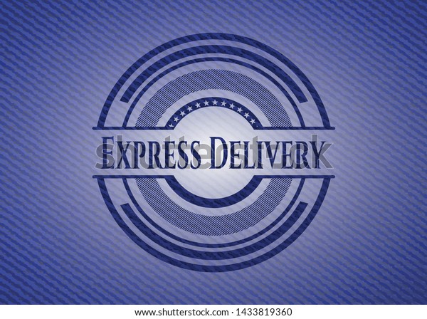 Express Delivery Badge Denim Background Vector Stock Vector (Royalty ...