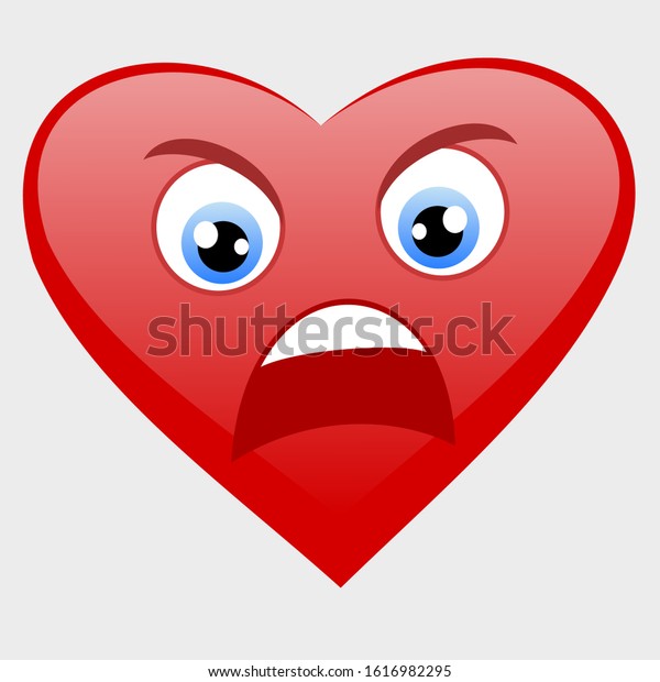 Expression Heart Angry Emoticon Love Symbol Stock Vector (Royalty Free ...