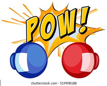 Expression Word Pow Boxing Gloves Illustration Stock Vector (Royalty ...