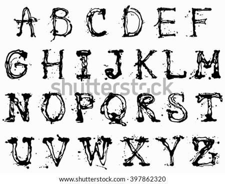 Expressionism Style Type Font Hand Drawn Stock Vector (Royalty Free ...