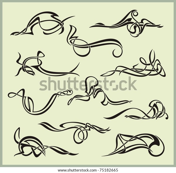 Exquisite Scroll Ornamental Designs Stock Vector (Royalty Free) 75182665