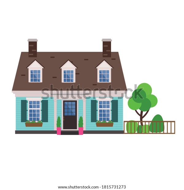 Exterior House Vector Illustration Front View Stock Vector (Royalty ...