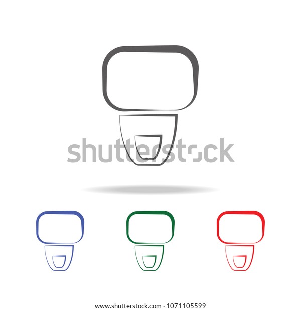External flash for camera logo icon. Elements of photo camera in multi ...