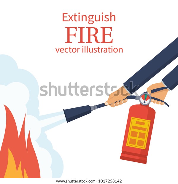 Extinguish Fire Fireman Hold Hand Fire Stock Vector (Royalty Free ...