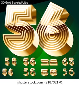 Extra Beveled Golden Font Collection Numbers Stock Vector (Royalty Free ...