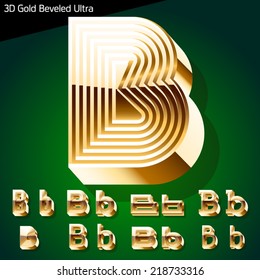 Extra Beveled Golden Font Collection Letters Stock Vector (Royalty Free ...